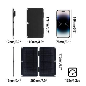 Raddy SP4 4W Portable Solar Panel, 5V 0.8A Foldable Solar Panels Emergency Kit for Outdoor, Compatible with All Weather Radios SW10 SH-905 SW5 SL10