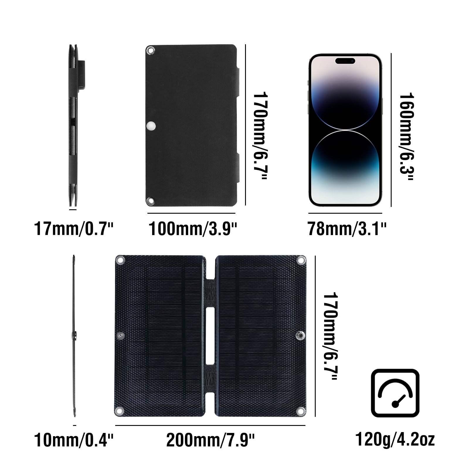 Raddy SP4 4W Portable Solar Panel, 5V 0.8A Foldable Solar Panels Emergency Kit for Outdoor, Compatible with All Weather Radios SW10 SH-905 SW5 SL10