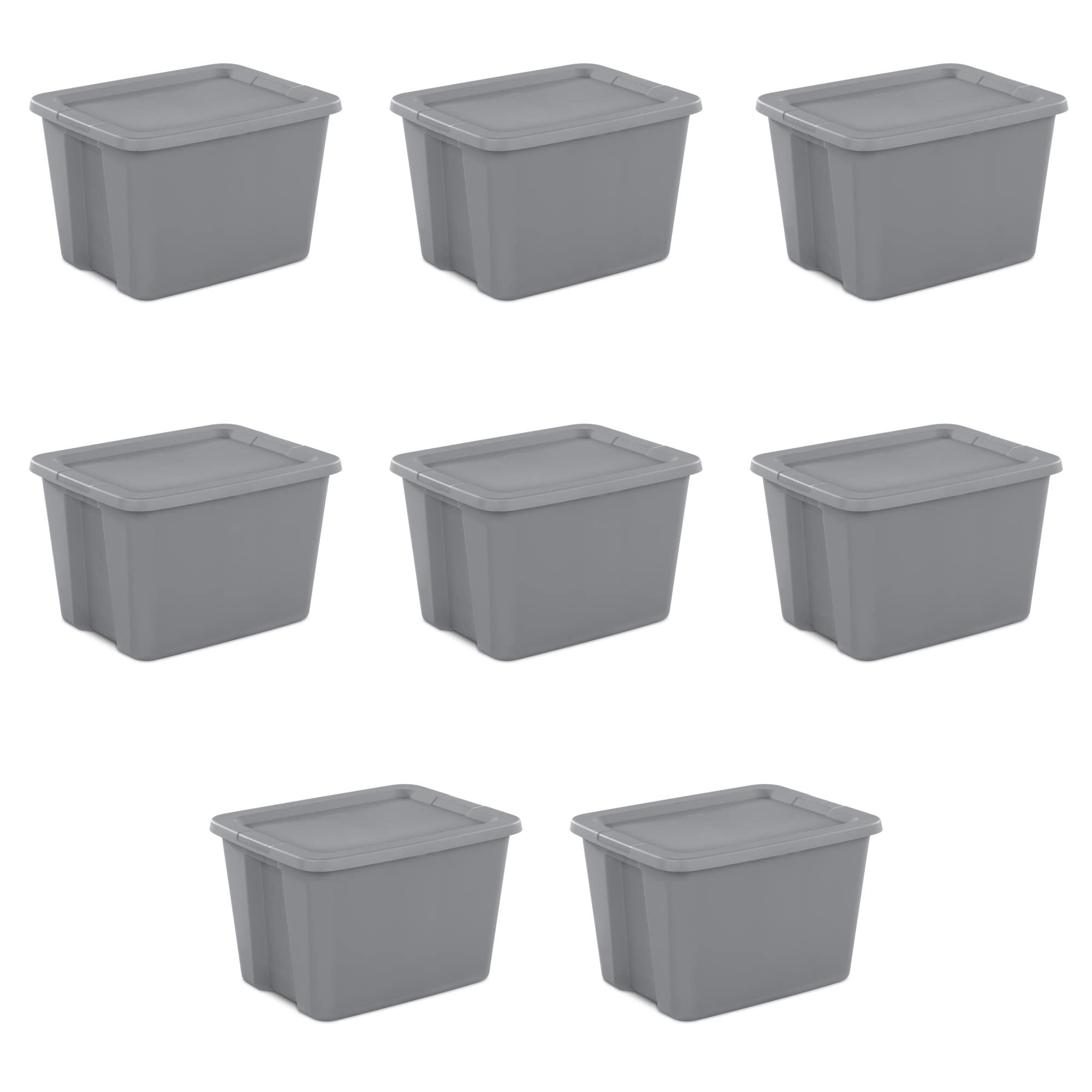 BatanE 18 Gallon Tote Box Plastic, Gray, Set of 8