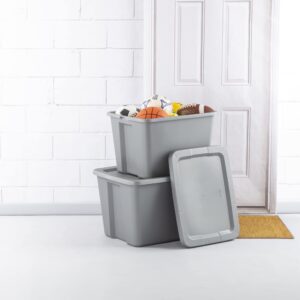 BatanE 18 Gallon Tote Box Plastic, Gray, Set of 8