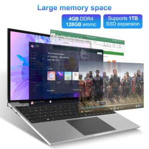 jumper Laptop 16 Inch FHD IPS Display (16:10), 4GB DDR4 128GB Storage, Intel Celeron Quad Core CPU, Laptops Computer with Office 365 1-Year Subscription Included, 4 Stereo Speakers, USB3.0.