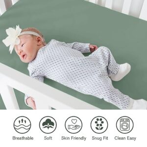 Little Grape Land Crib Sheets for Boys and Girls, 2pk Baby Crib Fitted Sheet for Standard Size Crib and Toddler Mattress, Super Soft Baby Sheet (Leaves & Green)