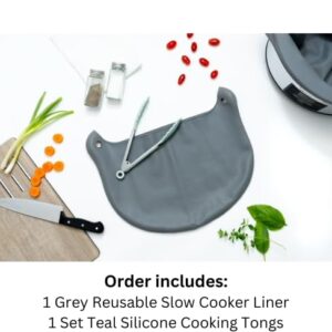 Silicone Crock Pot Liners Large Size w/Tongs | Single Reusable Silicone Slow Cooker Liner | Flexible Slow Cooker Liners 3-8 Quart Pots | Easy Clean Crock Pot Liner Bags | Crock Pot Liners 3-8 Quarts