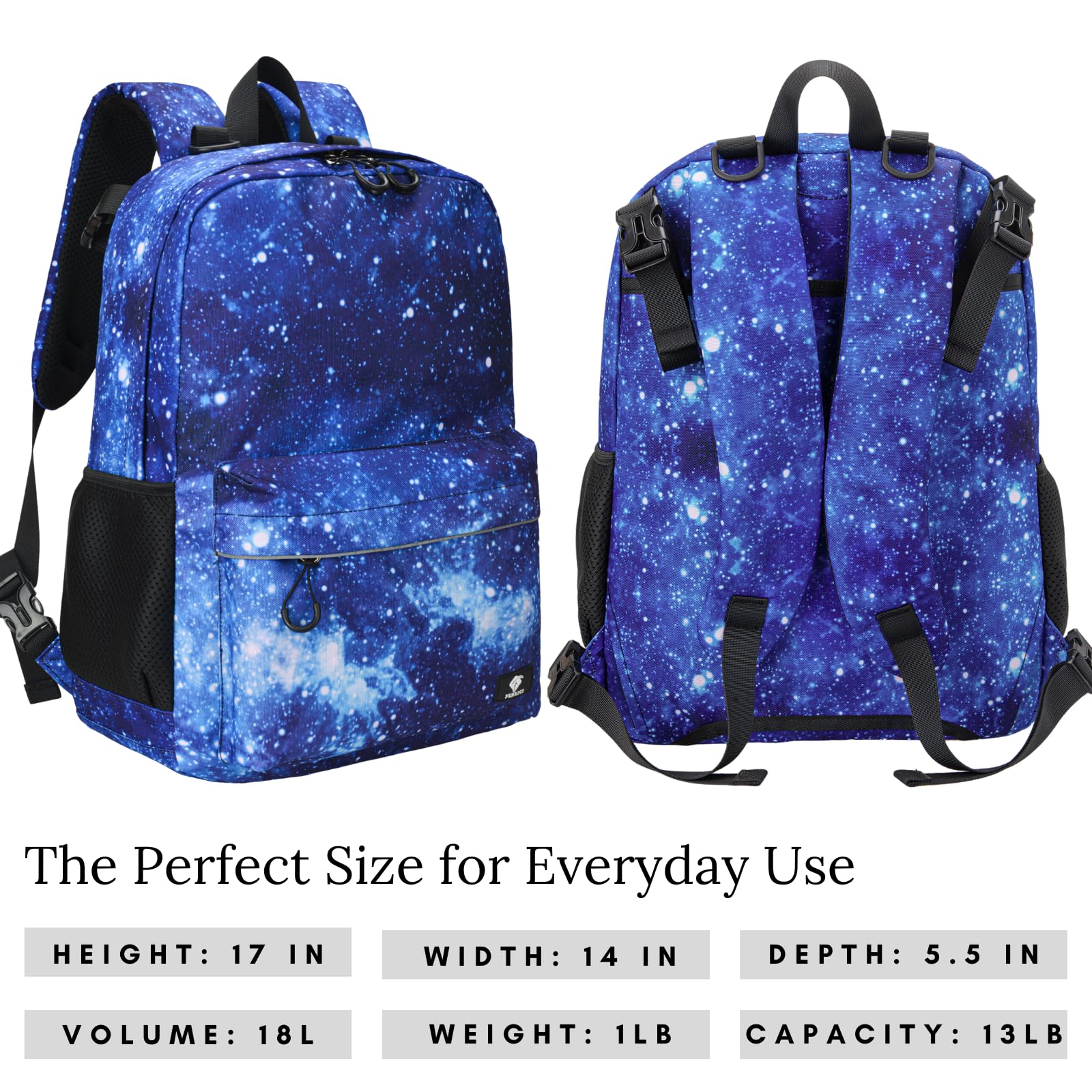 Fenrici Adaptive Backpack and Lunch Box Bundle (Blue Galaxy)