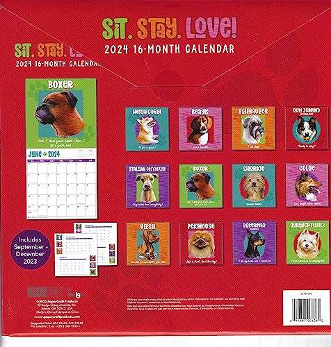 Sit. Stay. Love. 2024 Premium Heavyweight Wall Calendar for Planning, Scheduling, and Organizing