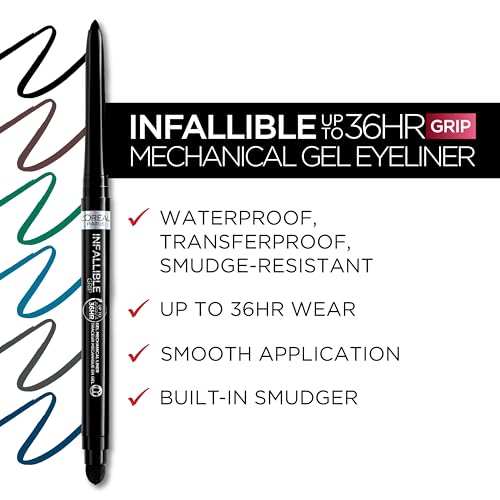 L'Oreal Paris Infallible Grip Mechanical Gel Eyeliner Pencil, Smudge-Resistant, Waterproof Eye Makeup with Up to 36HR Wear, Polar White, 0.01 Oz