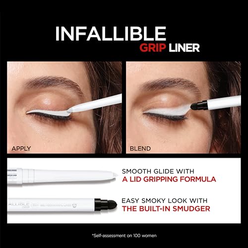 L'Oreal Paris Infallible Grip Mechanical Gel Eyeliner Pencil, Smudge-Resistant, Waterproof Eye Makeup with Up to 36HR Wear, Polar White, 0.01 Oz