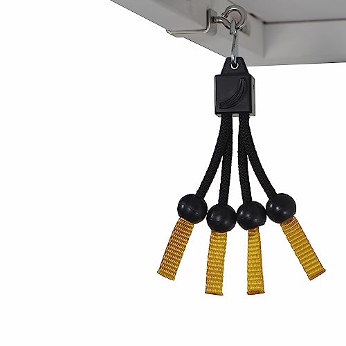 Banana Bungee – Black Holder Hanger Hook Alternative with Kitchen Cabinet Clamp Connection Hardware – Multiple Bunches or Single Banana; Made in USA