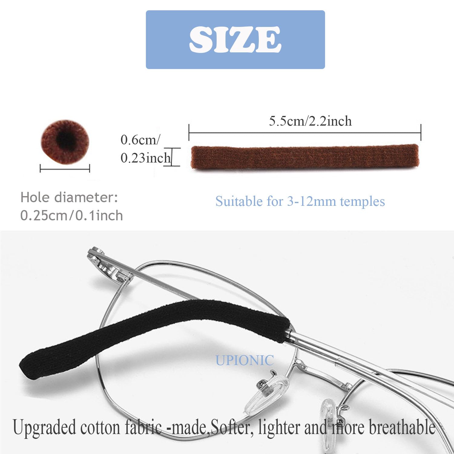 Anti-Slip Elastic Eyeglasses Temple Tips Sleeve,Fabric glasses ear cushion,glasses ear grips,Glasses Accessories,2pcs