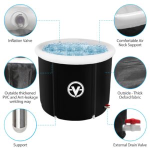 valktech Ice Bath Tub for Adult Large Freestanding Bathtub Foldable Hot Bath Tub Spa Tub Soaking Bathtubs Adult Sized (31.5 x 29 inches)