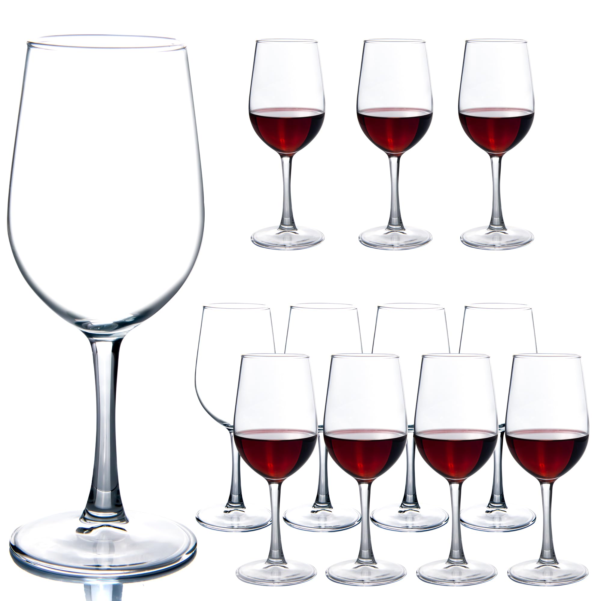 C CREST Durable and Stylish 11.2oz Red Wine Glassware - Set of 12 - Classic Design for Party and Wedding