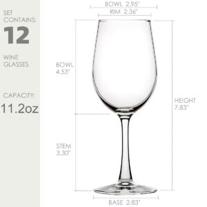 C CREST Durable and Stylish 11.2oz Red Wine Glassware - Set of 12 - Classic Design for Party and Wedding