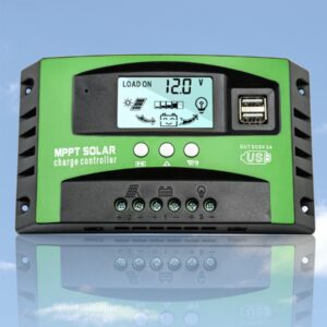 mppt 100amp solar charge controller 12v 24v auto, mppt solar controller 100a with backlit display temperature sensor 2 usb ports, fit for solar panels 12v 24v gel sealed flooded and lithium battery