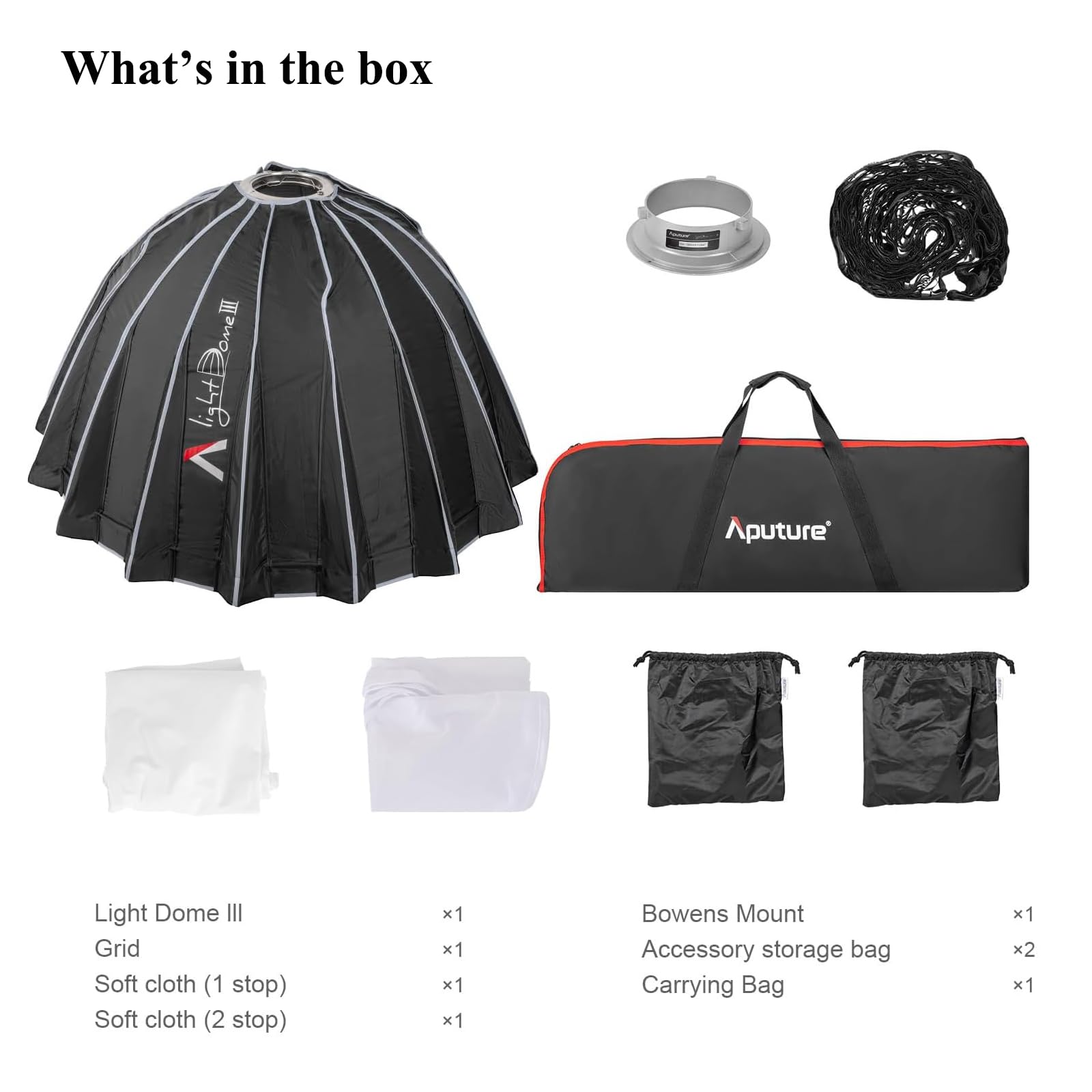 Aputure Light Dome III 35'' Softbox Bowens Mount with Diffuser Cloth and Honeycomb Grid,Quick-Setup Quick-Folding for Studio Photography,for Amaran Series, Aputure 600D,600X,300X etc