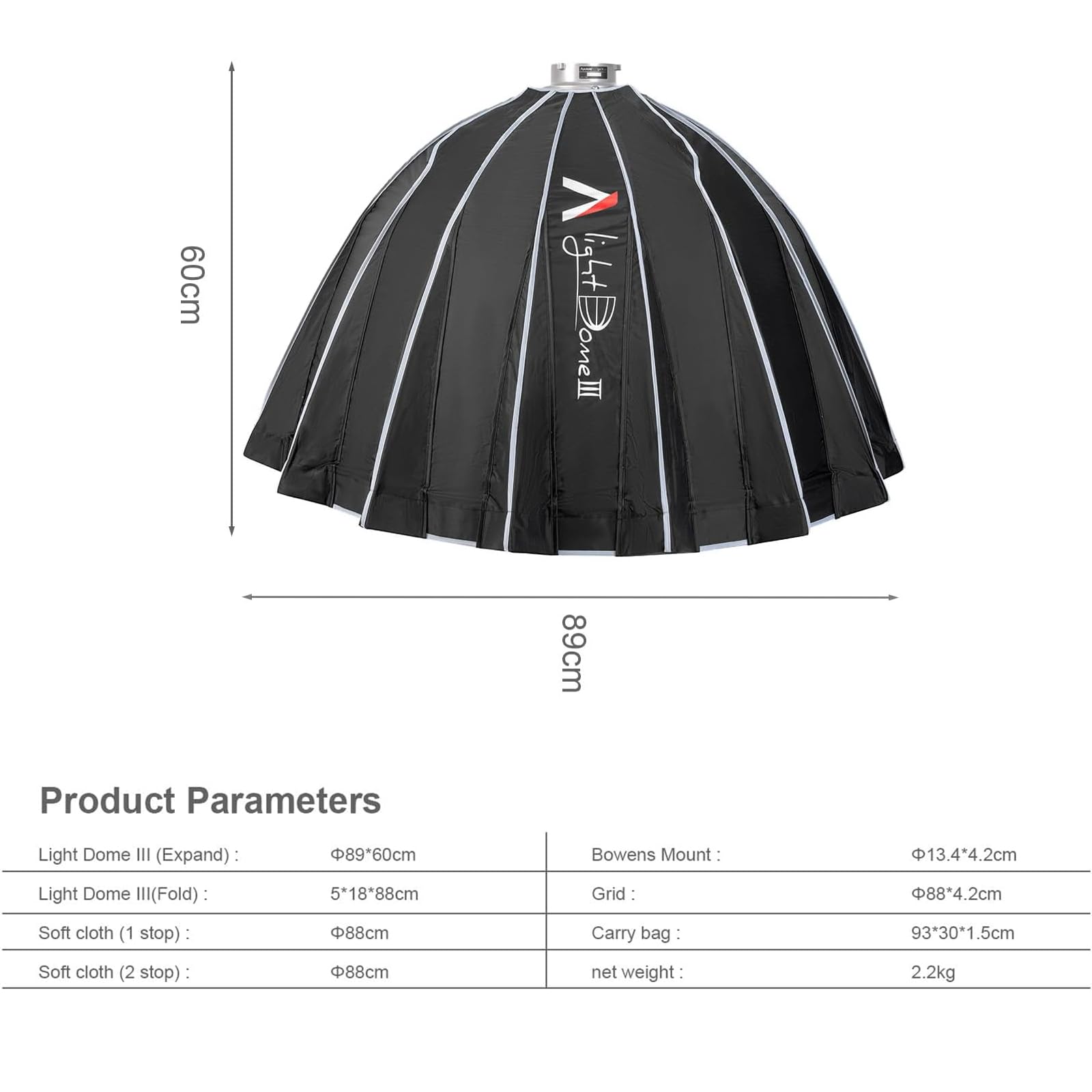 Aputure Light Dome III 35'' Softbox Bowens Mount with Diffuser Cloth and Honeycomb Grid,Quick-Setup Quick-Folding for Studio Photography,for Amaran Series, Aputure 600D,600X,300X etc