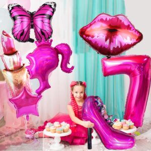 Pink Girl Balloons, Girls Birthday Balloons, Princess Birthday Party Supplies, High Heels Hot Pink Balloons Set for Girls Birthday Party, Makeup Party Decorations, Spa Party Supplies