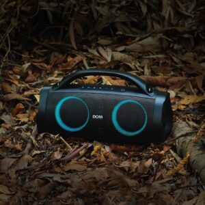 DOSS Extreme Boom+ IPX6 Waterproof Outdoor Speaker with 100W Massive Sound, Extra Bass, 20H Playtime, Built-in Power Bank, Mixed Color Light, Bluetooth Speaker for Camping, Beach, Outdoor