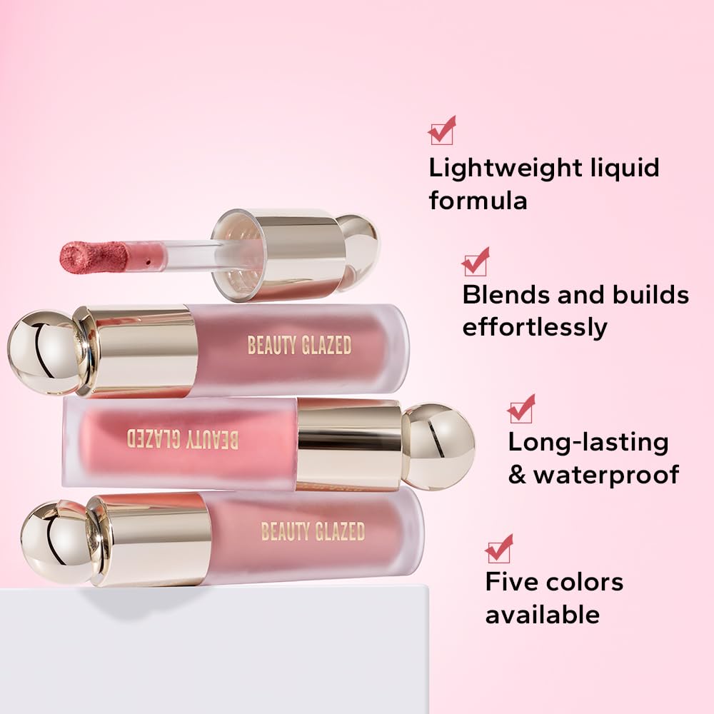 Soft Cream Blush Makeup, Liquid Blush for Cheeks, Weightless, Long-Wearing, Smudge Proof, Natural-Looking, Dewy Finish (B102)