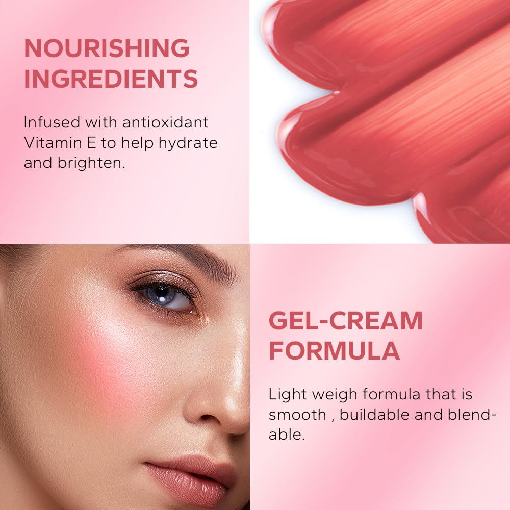 Soft Cream Blush Makeup, Liquid Blush for Cheeks, Weightless, Long-Wearing, Smudge Proof, Natural-Looking, Dewy Finish (B102)