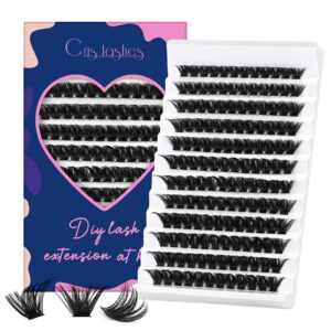 lash clusters 144 pcs, crislashes cluster lashes d curl 12-18mm mixed fluffy eyelash clusters wispy manga lashes look reusable at home lash extension (fluffy,d curl 12-18mm)