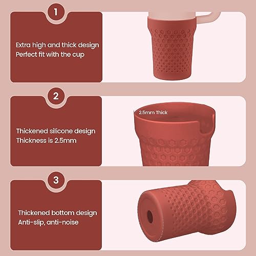 Thxbag Silicone Boot for Stanley Cup 40oz, Dark Red Boot Sleeve Cover Fit with Stanley H2.0 and Quencher Adventure Tumbler Accessories (40 oz, Dark Red)