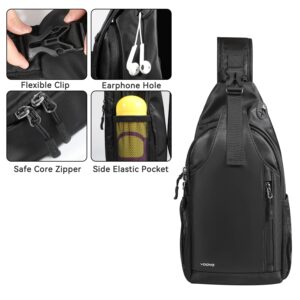 Voova Crossbody Sling Backpack Sling Bag for Men, Travel Hiking Chest Bag Daypack, Small over the Shoulder Backpack, Black