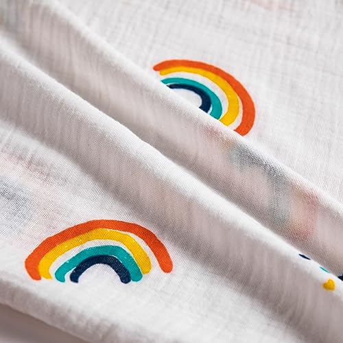 QSTEHEML Toddler Pillow with Muslin Cotton Pillowcase, Soft Breathable Kids Pillows for Sleeping and Traveling, 13 ×18 Small Baby Bed Pillows for Cribs, Cots, Rainbow