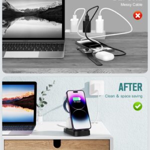 3 in 1 Charging Station for iPhone, Fast Charging Dock Stand Apple Watch Charger Ultra/Ultra2/9/8/7/6/SE/5/4/3/2, for iPhone 14/13/12/11/Pro/Max/XS/XR/X/8/7/6/5/Plus,AirPods 1/2/3/Pro/Pro2 (Black)