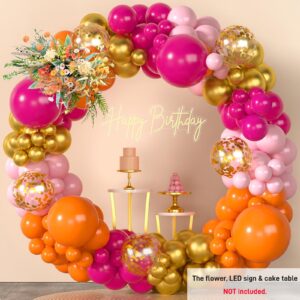 Pink and Orange Balloon Arch Hot Pink Orange Balloons Metallic Gold Light Pink Balloon Garland Kit For Baby Shower Birthday Pink and Orange Party Decorations