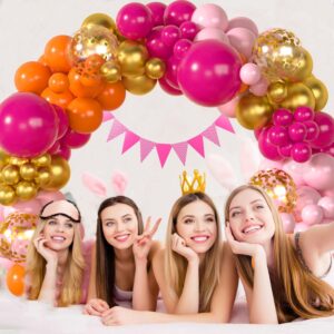 Pink and Orange Balloon Arch Hot Pink Orange Balloons Metallic Gold Light Pink Balloon Garland Kit For Baby Shower Birthday Pink and Orange Party Decorations