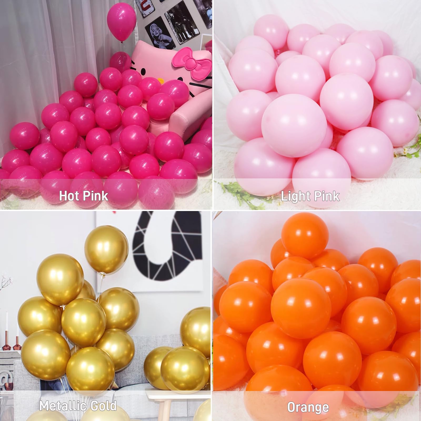 Pink and Orange Balloon Arch Hot Pink Orange Balloons Metallic Gold Light Pink Balloon Garland Kit For Baby Shower Birthday Pink and Orange Party Decorations