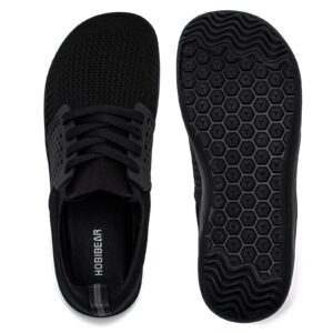 HOBIBEAR Wide Minimalist Barefoot Shoes Mens Womens Walking Sneakers Shoes | Zero Drop Sole | Optimal Relaxation (All Black,Women 8.5 Wide/Men 7 Wide)