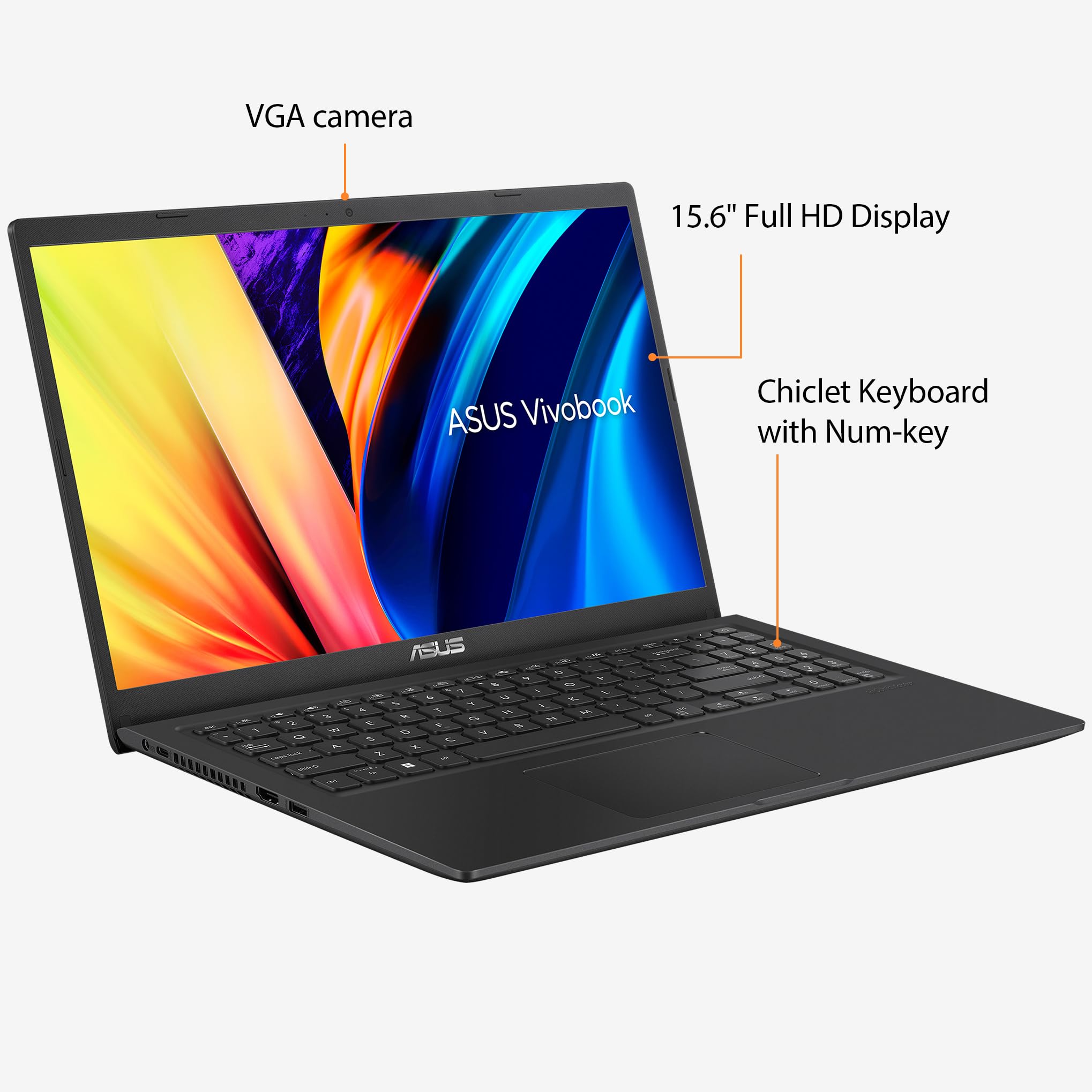 ASUS VivoBook 15 15.6" FHD Laptop Computer, Intel Quad-Core i5-1135G7 (Beat i7-1065G7), 16GB DDR4 RAM, 1TB PCIe SSD, 802.11AC WiFi, Bluetooth, Indie Black, Windows 11 Home, BROAG Cable