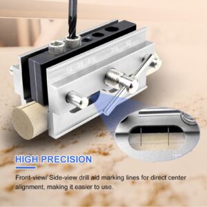 IMINJOY Self Centering Dowel Jig, Wood Dowel Drill Guide Tool with Step Drill Guide Bushings Set, Biscuit Joiner Woodworking Tools Drill Jig for Cabinets