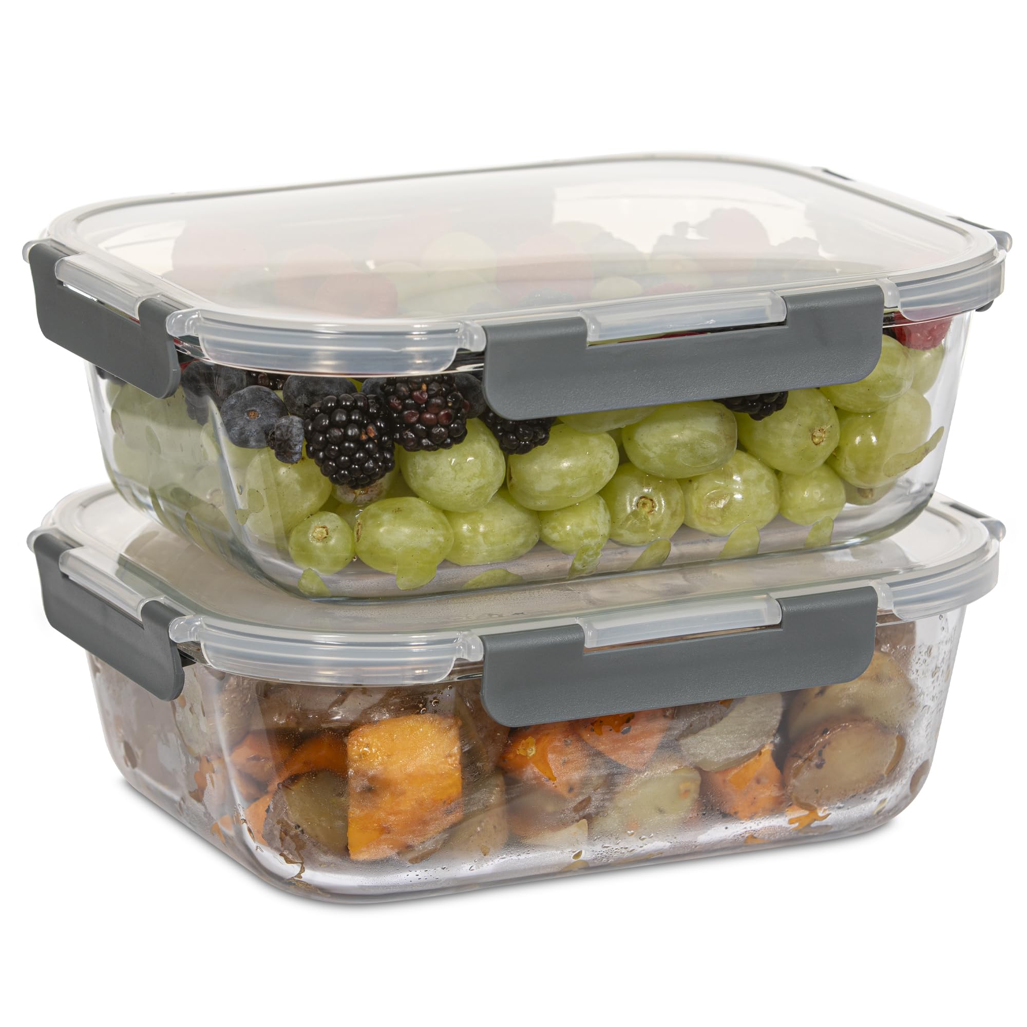 FOOD BOUTIQUE - 10 Cups Large Glass Food Storage Container with Lid set