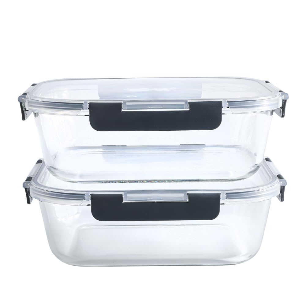 FOOD BOUTIQUE - 10 Cups Large Glass Food Storage Container with Lid set