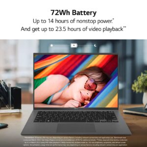 LG gram (2022) 14Z90Q Ultra Lightweight Laptop, 14" (1920 x 1200) IPS Display, Intel Evo 12th Gen i7 1260P Processor, 16GB LPDDR5, 512GB NVMe SSD, FHD Webcam, Thunderbolt 4, Windows 11, Gray (Renewed)