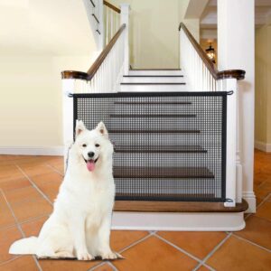 baby gates for stairs no drilling - 43.3" w x 28.3" h portable retractable mesh folding baby gate pet gate puppy gate dog gate baby gate for the house