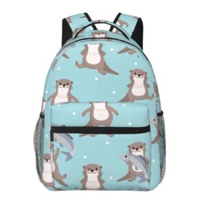 RIMENCH Backpack Friendly Rucksack Cool Laptop Backpack Big Capacity Book Bags Anti-Theft Cute Otter Fish Pattern Daypack