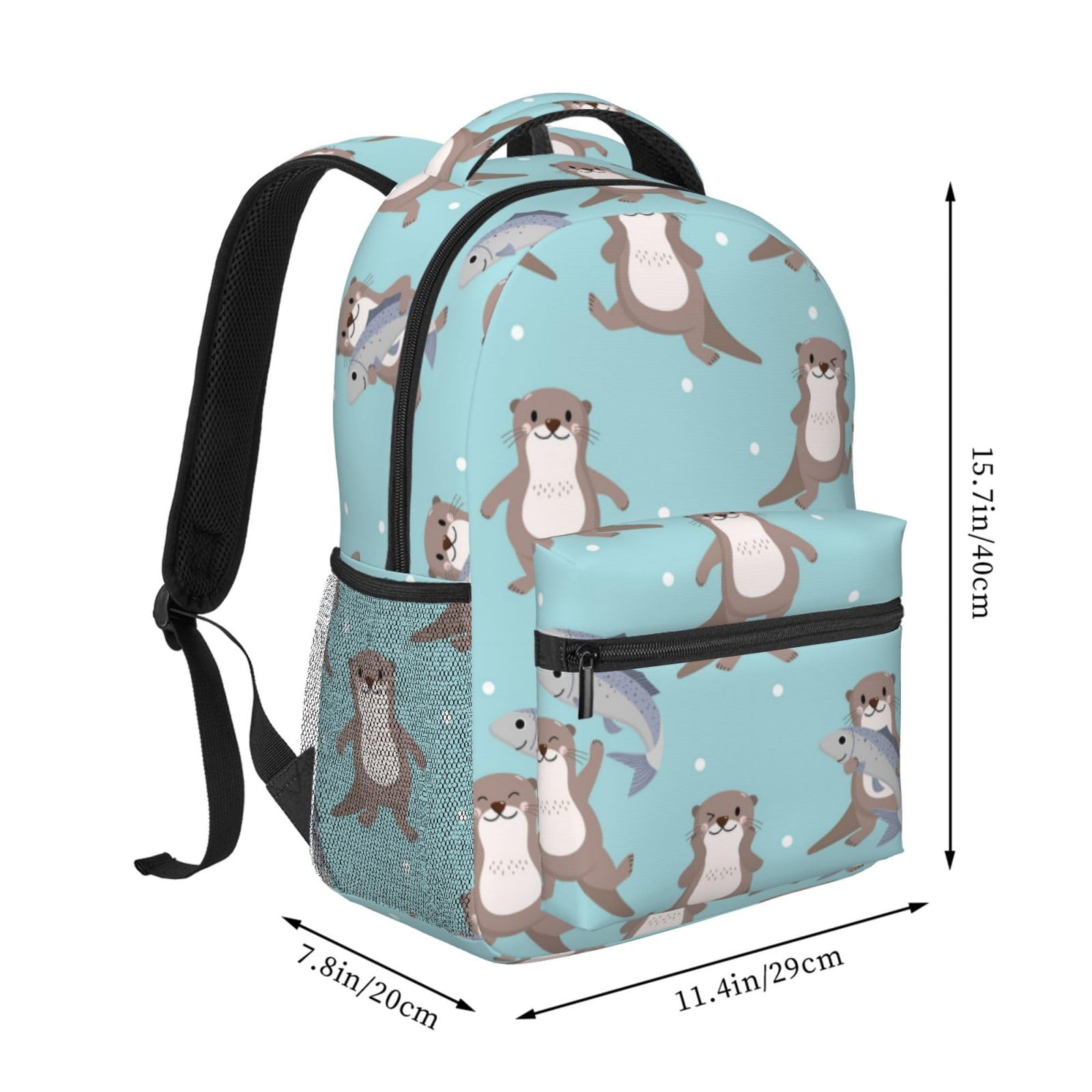 RIMENCH Backpack Friendly Rucksack Cool Laptop Backpack Big Capacity Book Bags Anti-Theft Cute Otter Fish Pattern Daypack