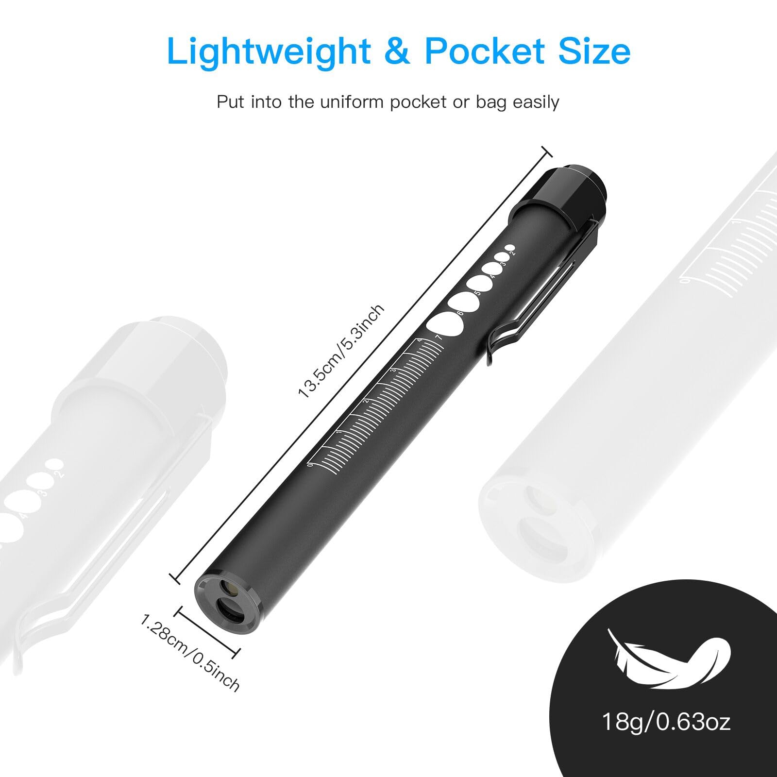 COSOOS 2 Rechargeable Pen Lights with Pupil Gauge & Ruler, Mini LED Penlights for Nurses Doctor, Warm/White Light with Clip, USB-C Rechargeable Penlight Flashlight Gift for Nursing Student