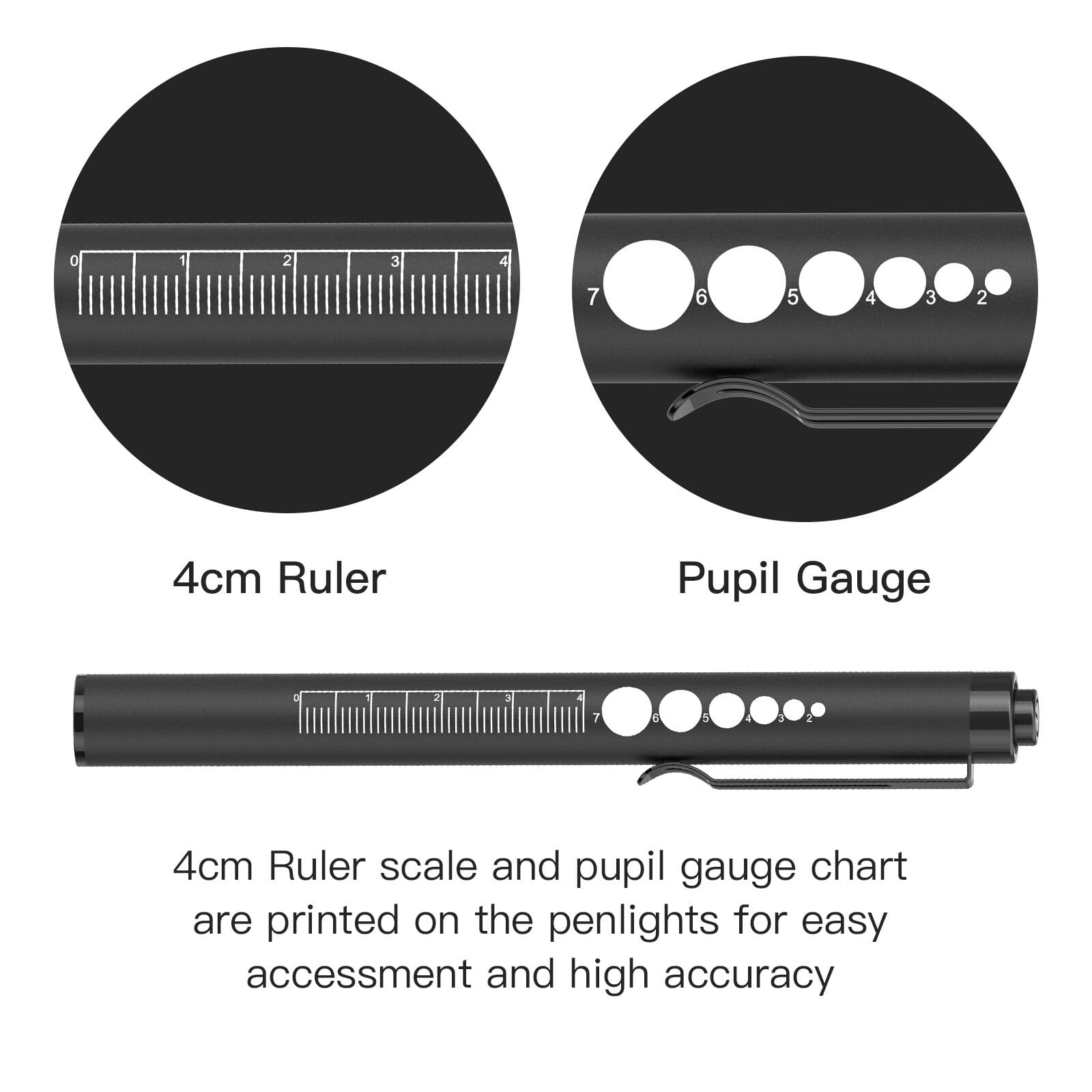 COSOOS 2 Rechargeable Pen Lights with Pupil Gauge & Ruler, Mini LED Penlights for Nurses Doctor, Warm/White Light with Clip, USB-C Rechargeable Penlight Flashlight Gift for Nursing Student