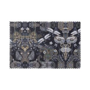 placemats, dragonflies grey print placemats set of 6, heat resistant place mats, washable table mats