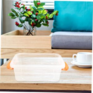 SEWACC 5pcs Box Plastic Container Storage Box with Lid Small Organizer Box Small Storage Bins with Lids Ornament Storage Shoe Boxes Clear Plastic Stackable Orange Brochures Storage Case