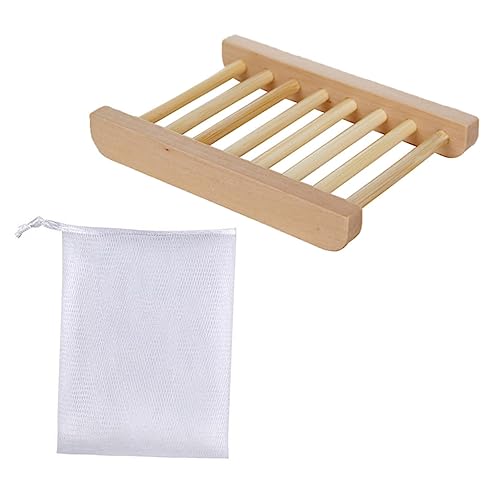 Cabilock 1 Set Foam Pouches Bathroom Soap Tray Foaming Bags Soap Rack Wooden Soap Container Soap Storage Soap Holder Bubble Making Net Soap Dish Soap Ravk Handmade Soap Accessories Bamboo