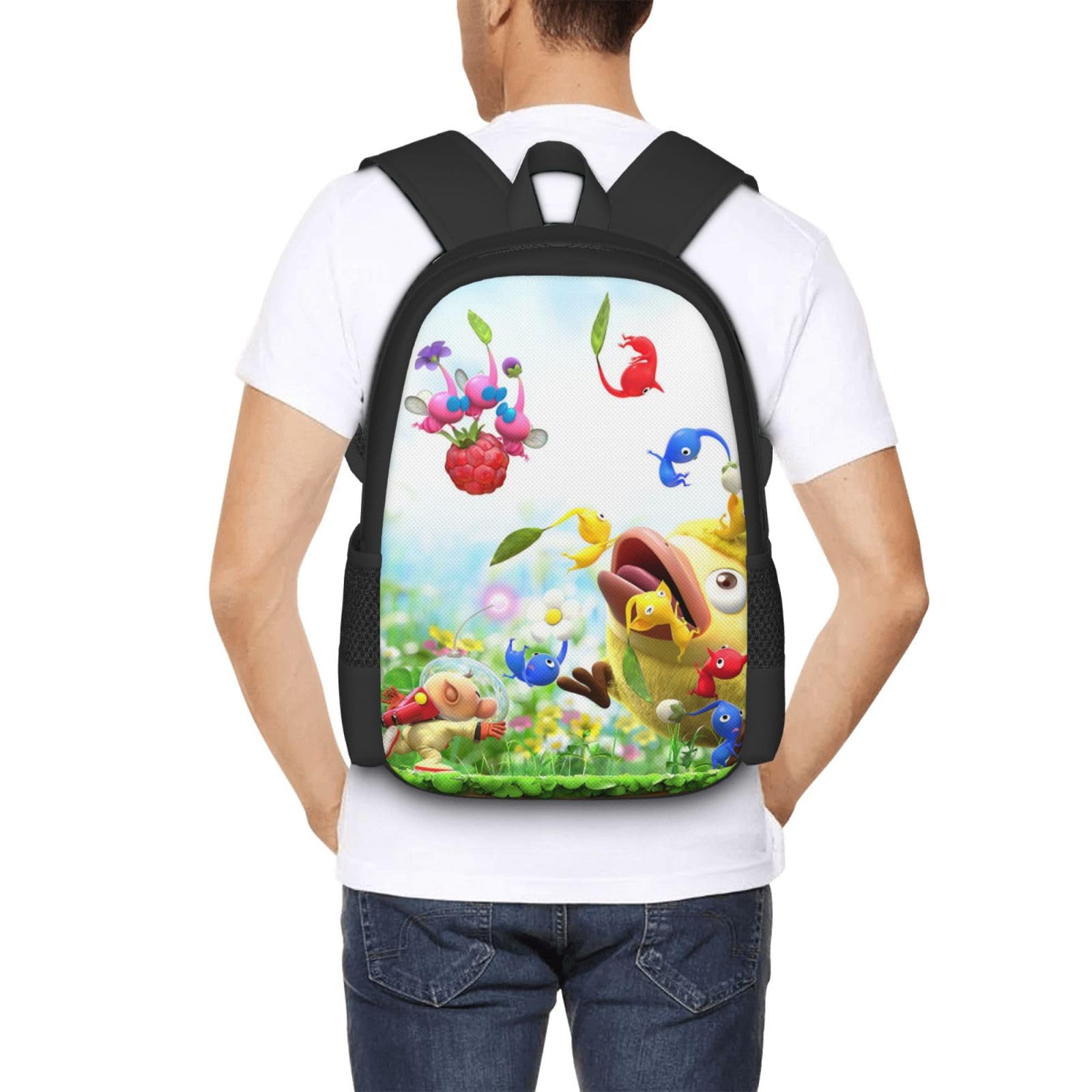 RACEK Fashion Game Pik-min Backpack Cartoon Lightweight Travel Computer Bag Casual Daypack Cute Daybag With Adjustable Straps For Unisex