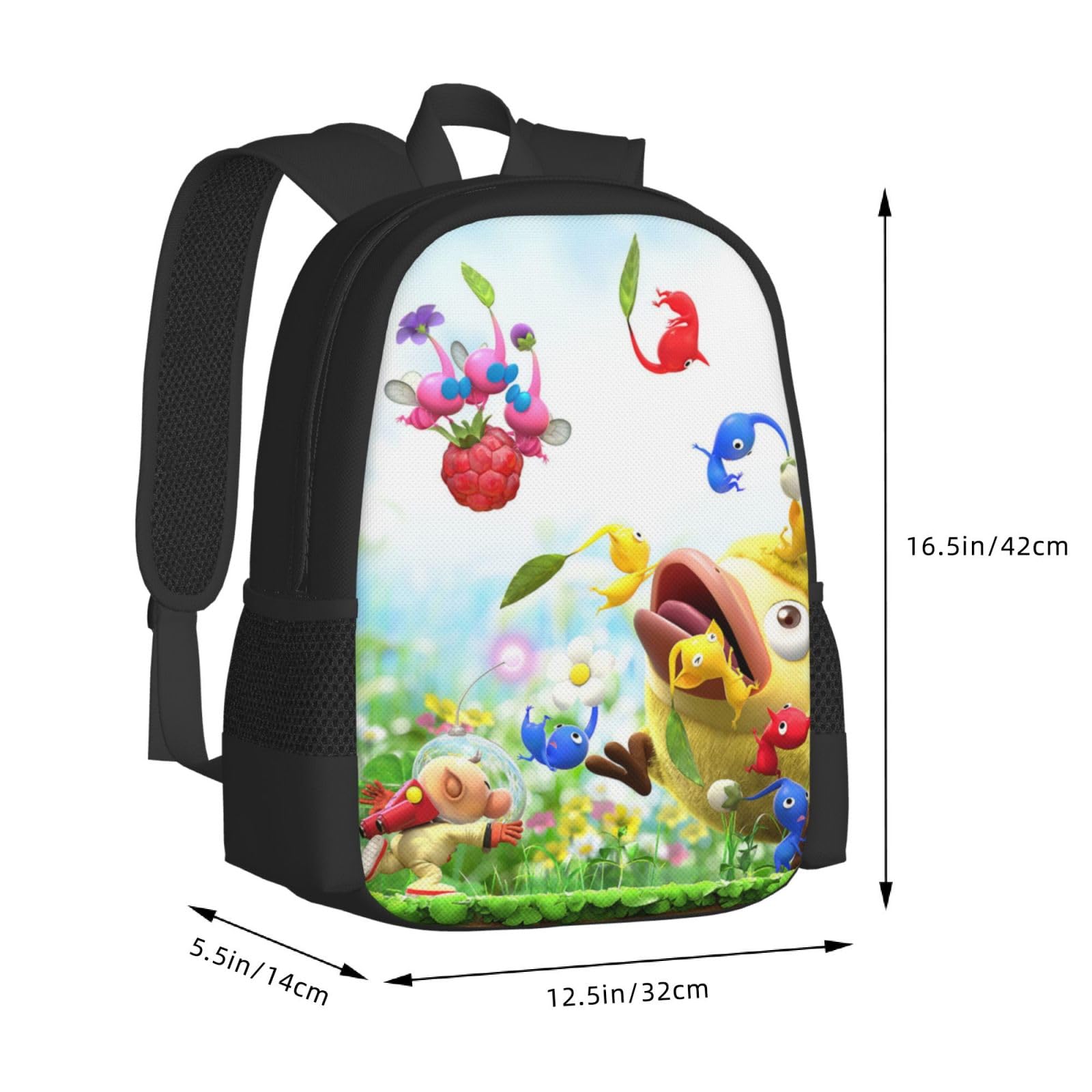 RACEK Fashion Game Pik-min Backpack Cartoon Lightweight Travel Computer Bag Casual Daypack Cute Daybag With Adjustable Straps For Unisex