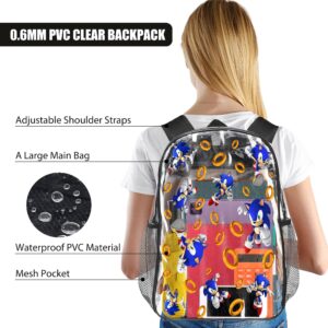 Jpsxnwv Clear Backpack for Girls Boys, Cartoon Heavy Duty Large Bookbag for School, Transparent See Through Bag for Kids Women for College Work Travel