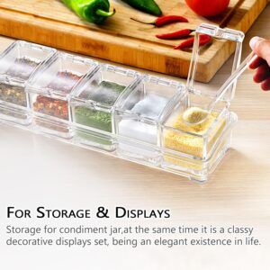 V·RESOURCING Clear Seasoning Box, 5 Pieces Clear Seasoning Storage Container for Spice Salt Sugar Cruet,Condiment Jars with Spoons