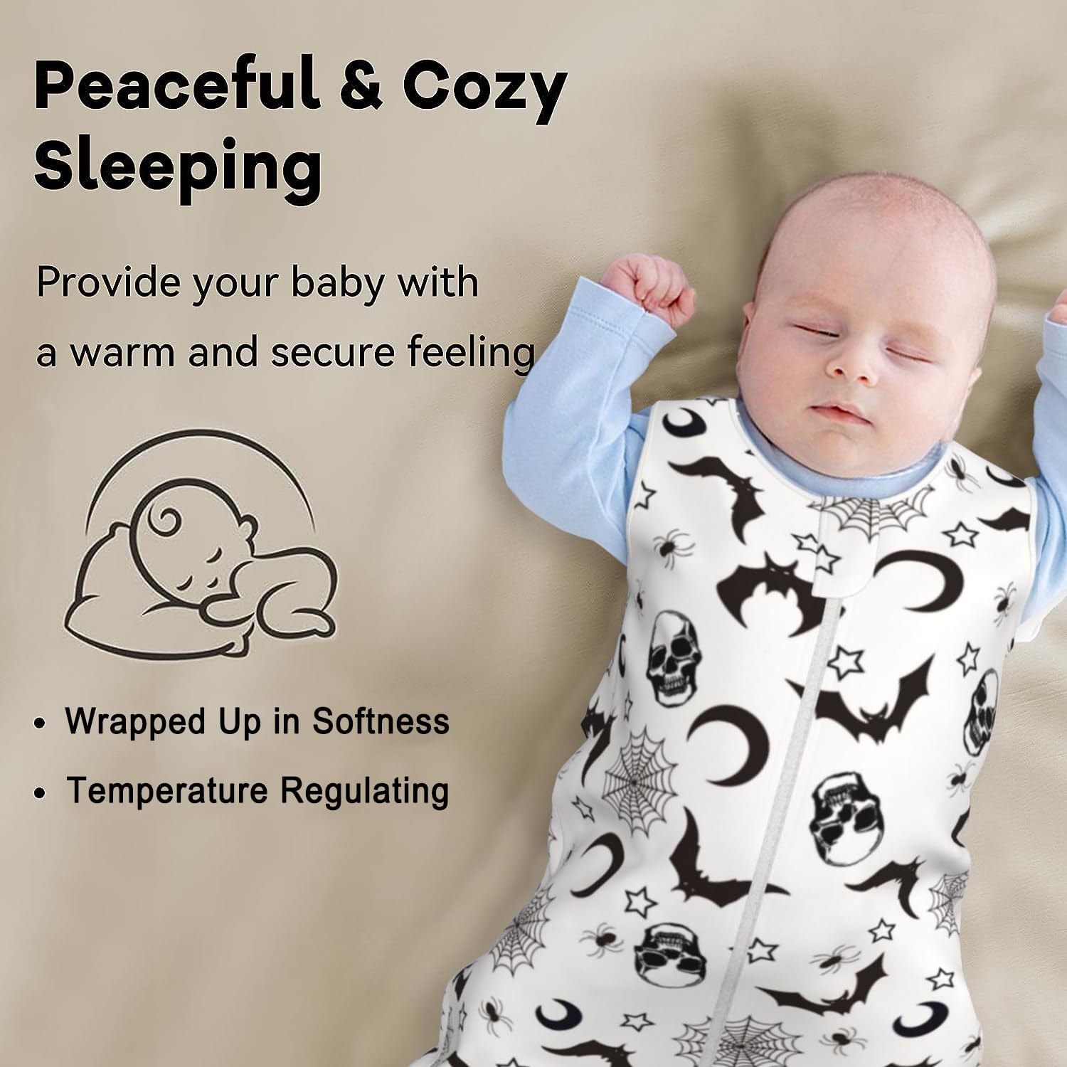 Baby Wearable Blanket Sleeping Bag, Sack, Unisex Baby Stuff, Goth, 0-6M